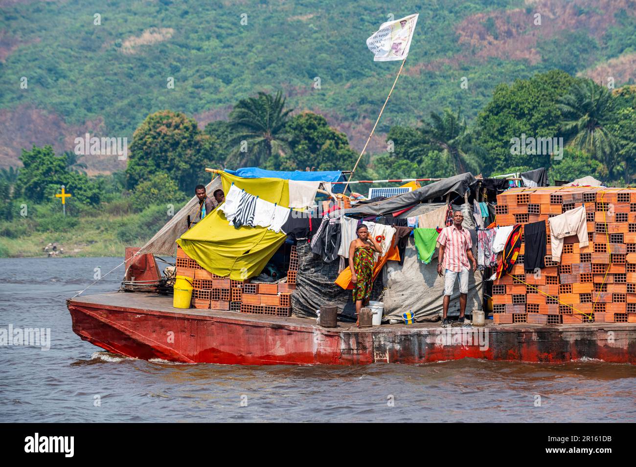 Overloaded riverboat on the Congo river, DR Congo Stock Photo - Alamy