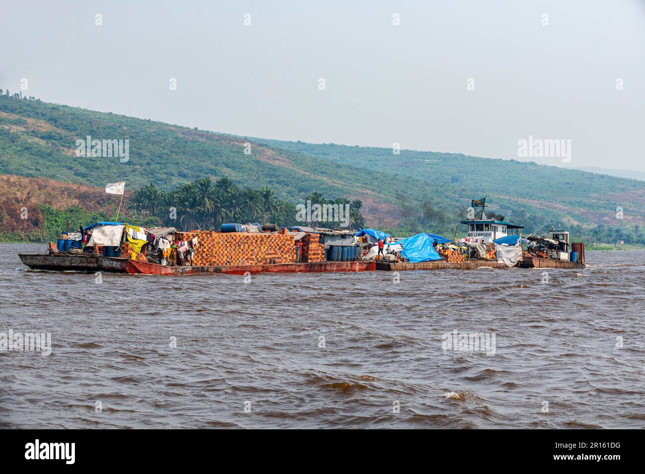 Overloaded riverboat on the Congo river, DR Congo Stock Photo - Alamy