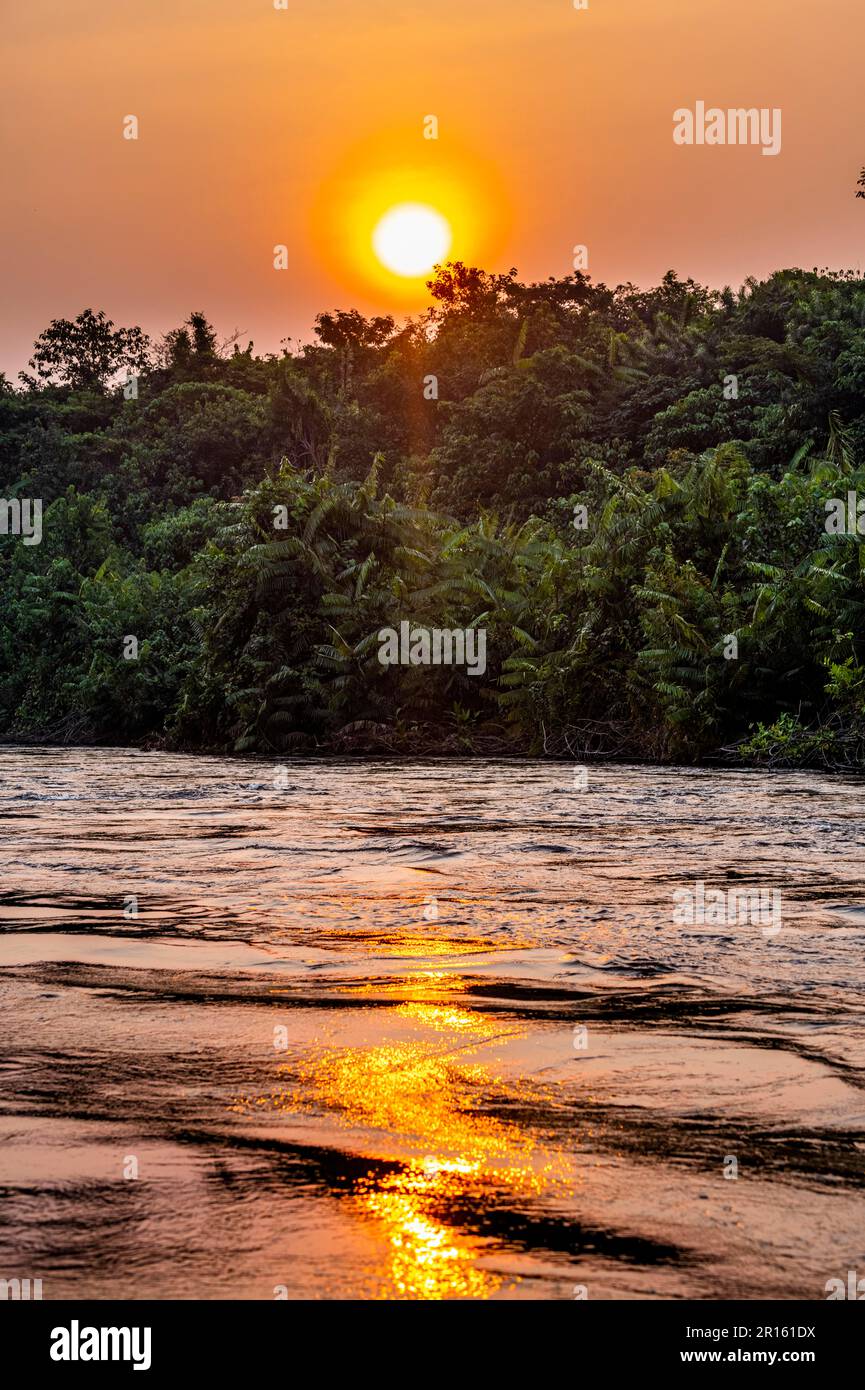 Sidearm of the Congo river at sunset, DR Congo Stock Photo - Alamy