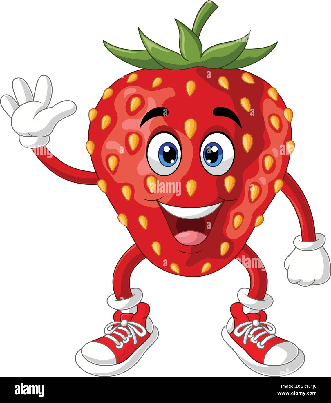 Cute strawberry cartoon waving hand Stock Vector Image & Art - Alamy