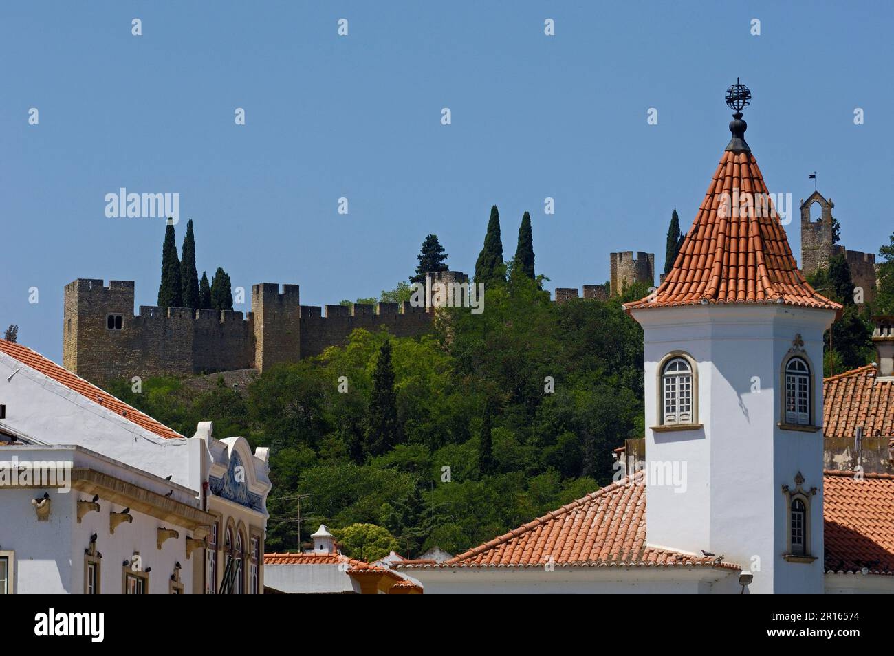 View of Tomar with Templar Castle of Christ in the background, Santarem ...