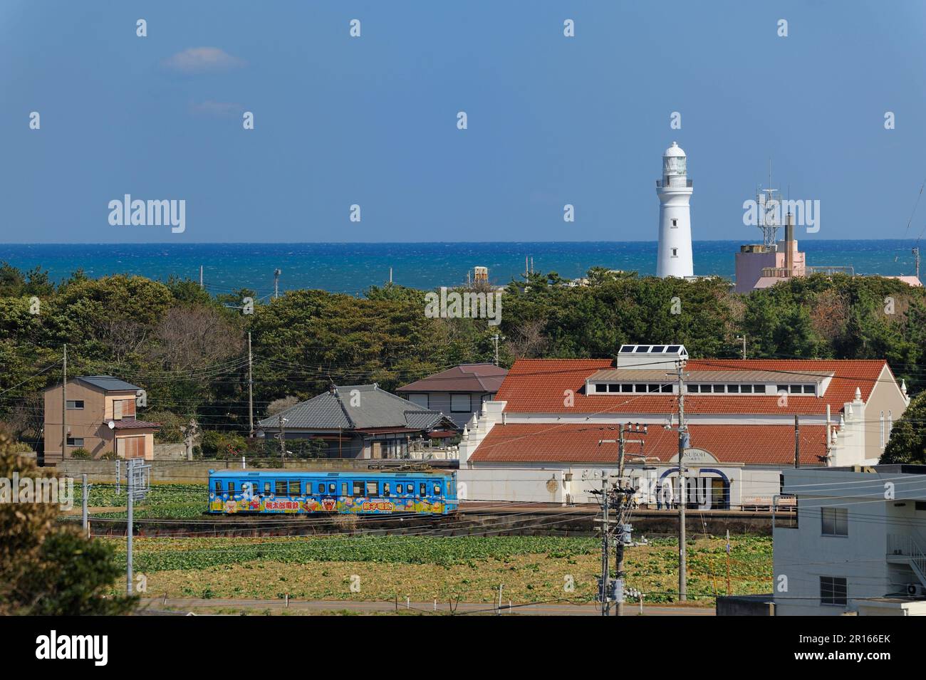 Choshi electric railway and Inubosaki lighthouse Stock Photo - Alamy