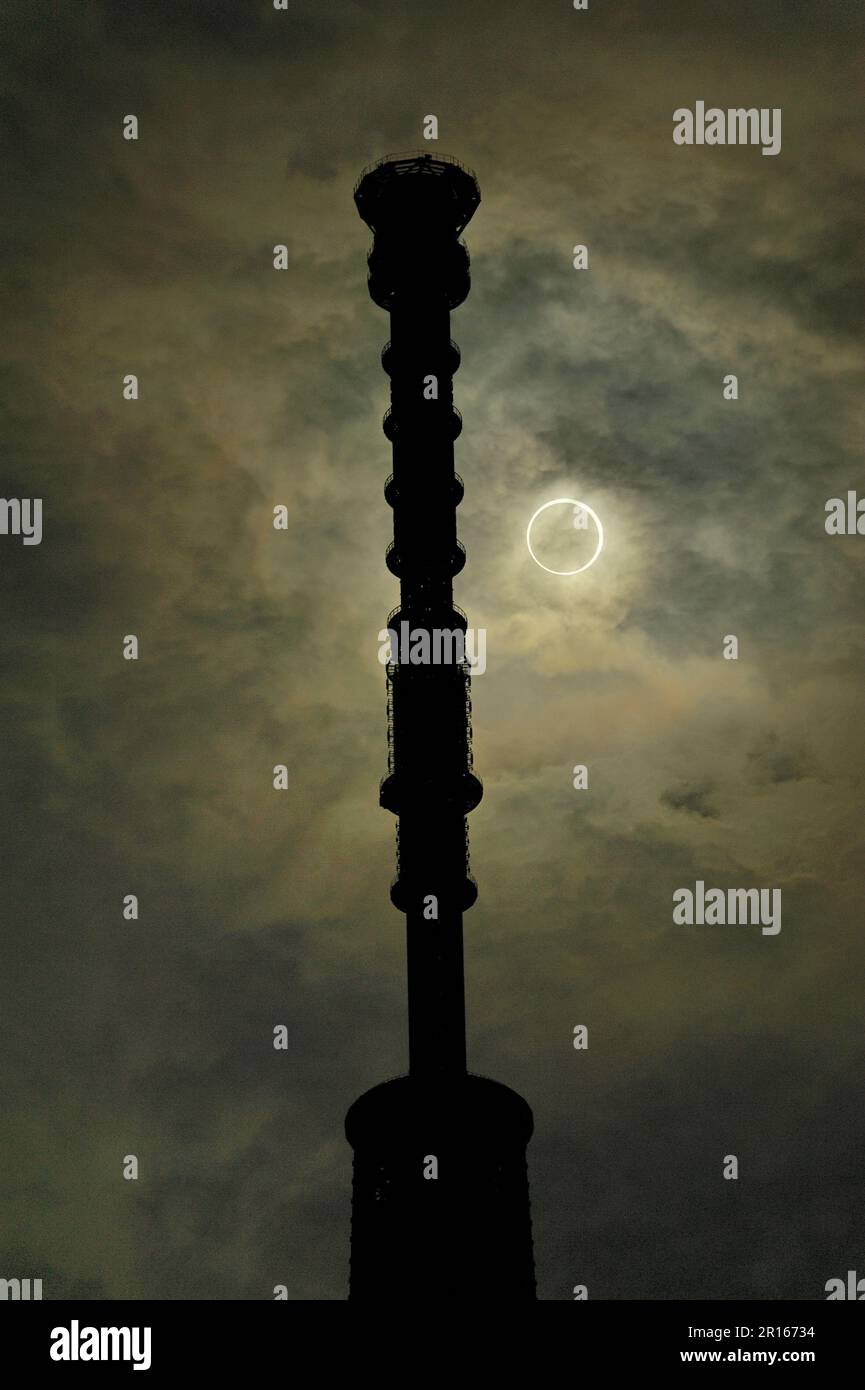 Tokyo Sky Tree and the annular solar eclipse Stock Photo - Alamy