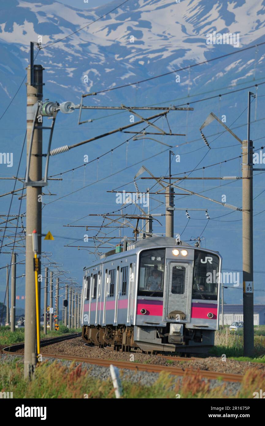 Mount Chokai and the Uetsu main line Stock Photo - Alamy