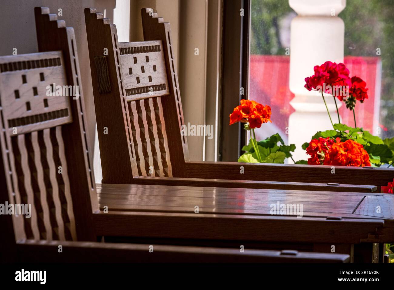 Decorative wooden chairs in the art collection of the New Mexico State ...