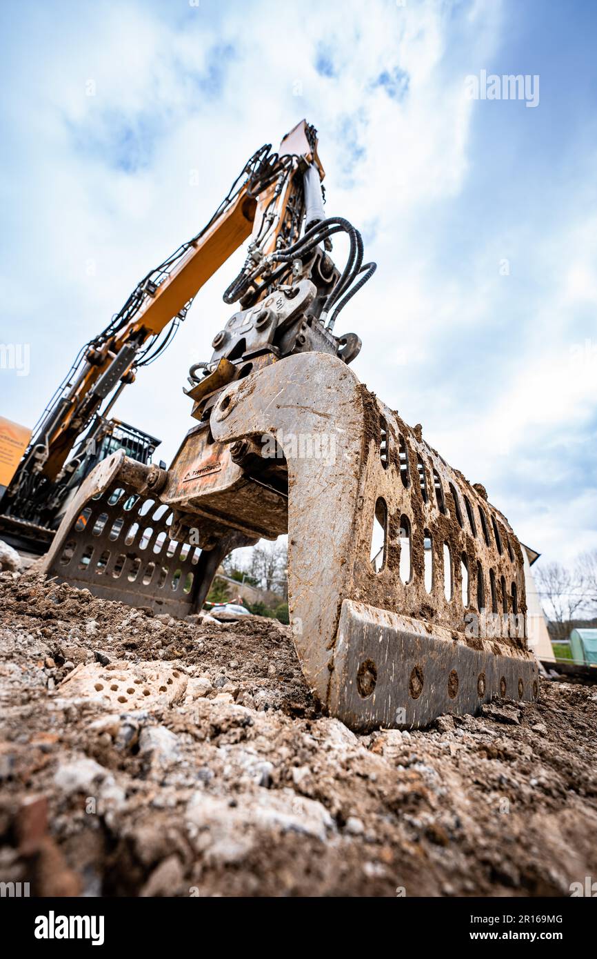 Excavator grab on construction site, Calw, Germany Stock Photo - Alamy