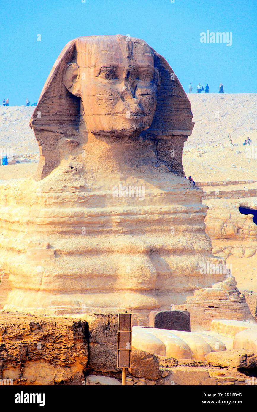 Sphinx of Giza and Pyramid, Antiquity, Giza, Cairo, Egypt Stock Photo ...