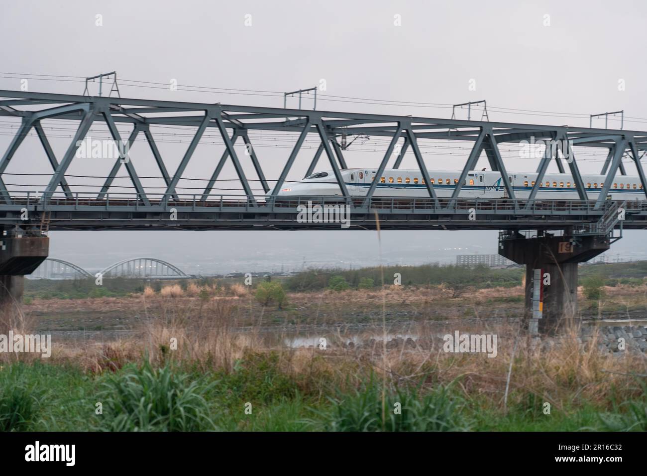 SHIZUOKA, JAPAN - APRIL 6, 2023: Tokaido Shinkansen crossing Fuji View ...