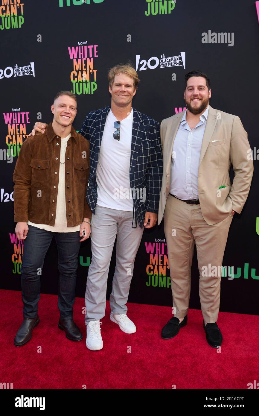 Christian McCaffrey, Greg Olsen and Greg Van Roten, from left, arrive ...
