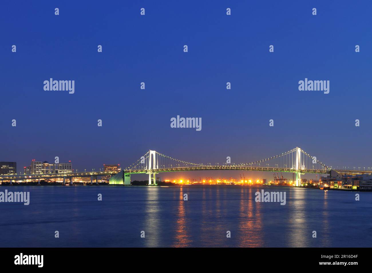 Tokyo Harbor and Rainbow Bridge at night Stock Photo - Alamy
