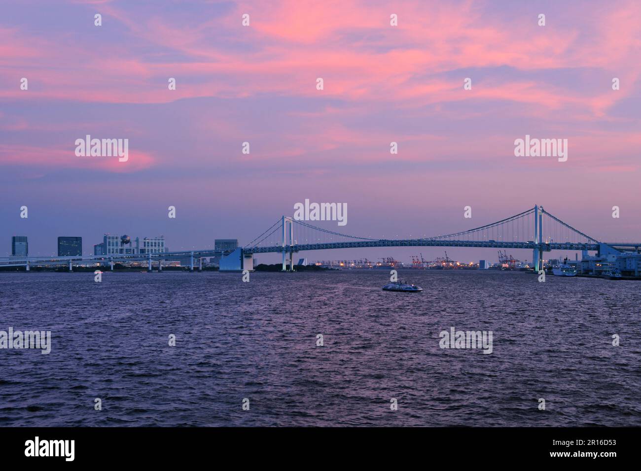 Rainbow Bridge and Tokyo Harbor Sunset Stock Photo - Alamy