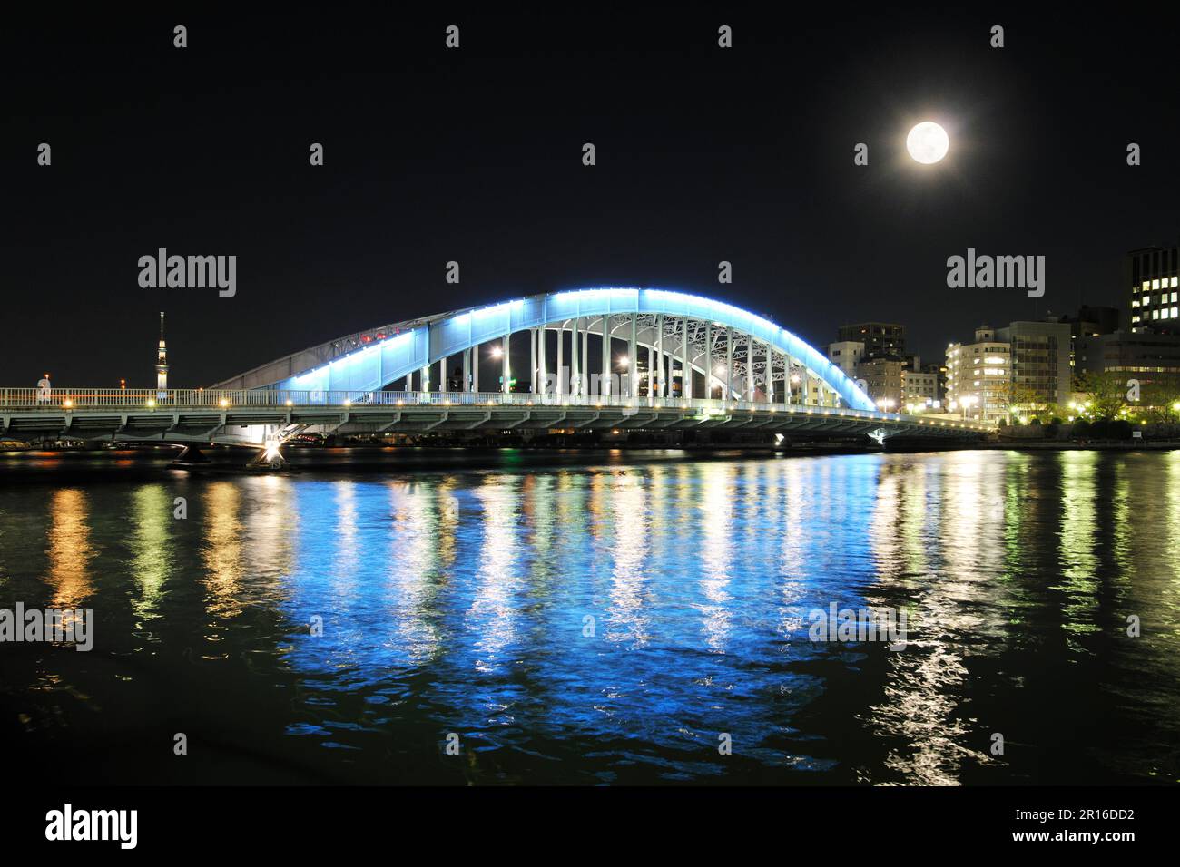 Full moon and Eitai Bridge Stock Photo - Alamy