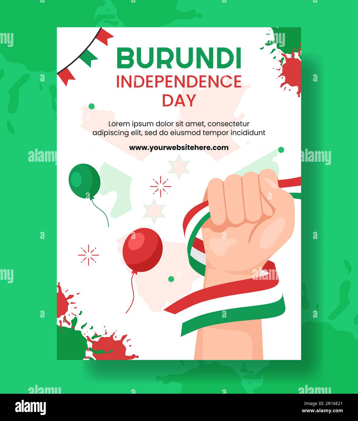Burundi Independence Day Vertical Poster Flat Cartoon Hand Drawn ...