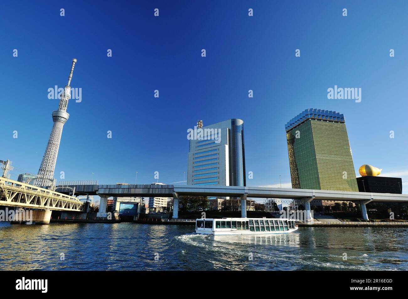 Sumida River and sky tree and water bus Stock Photo - Alamy