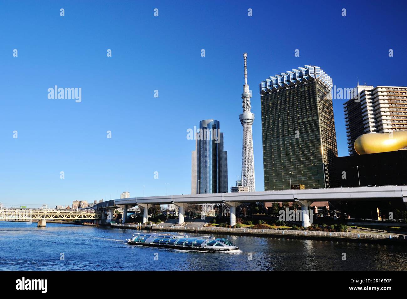 Sumida River and sky tree and water bus Stock Photo - Alamy