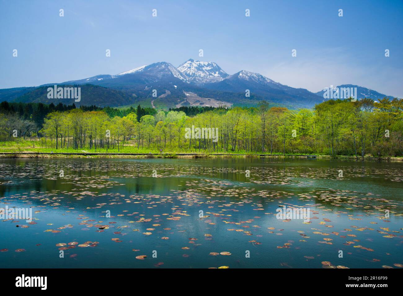 Imori pond and Mt.Myokosan Stock Photo - Alamy