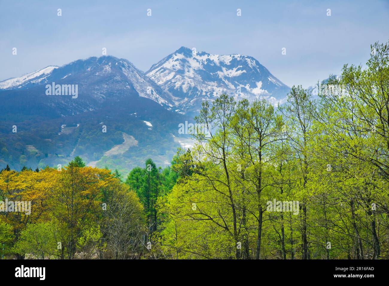 Imori pond and Mt.Myokosan Stock Photo - Alamy
