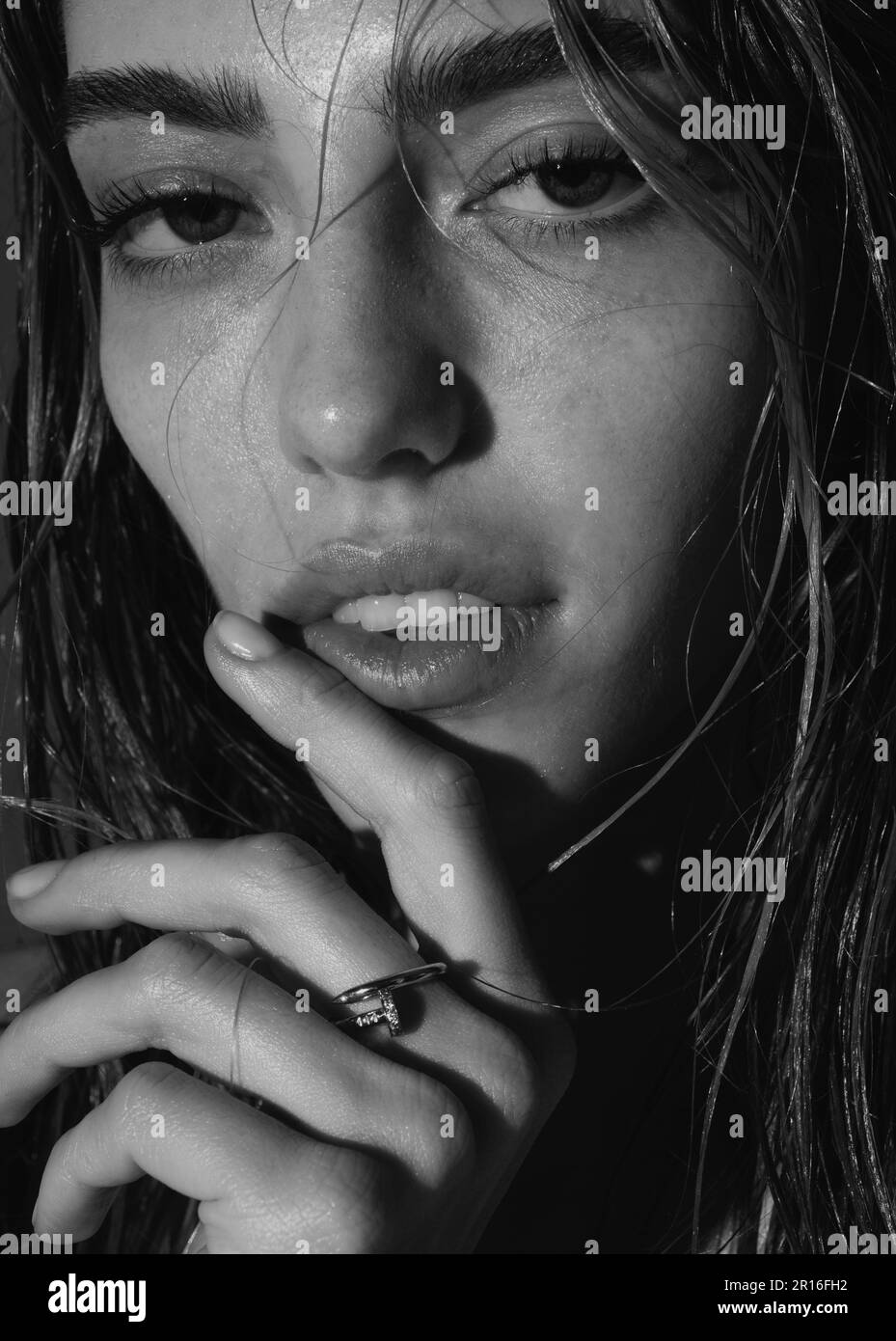 Woman face. Portrait of sensual young female model Stock Photo - Alamy