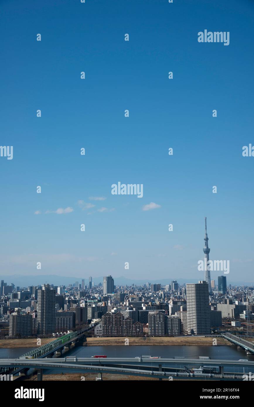 Urban landscape of Tokyo from Tower Hall Funabori observatory Stock ...