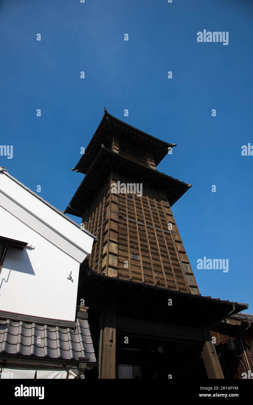 Street of warehouses of Kawagoe, Tokinokane, hour bell Stock Photo - Alamy