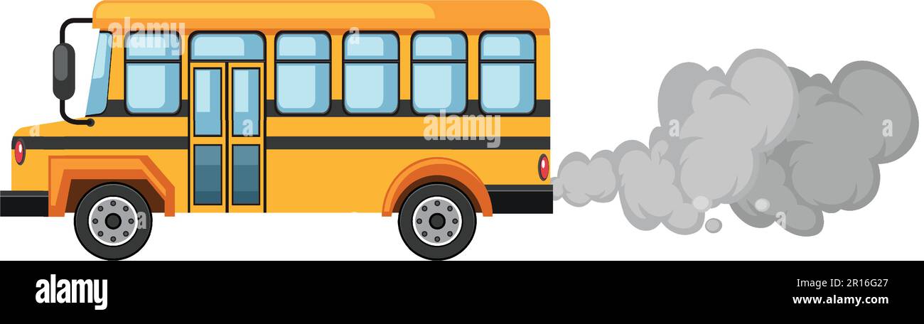 Vintage School Bus with Smoke Cloud illustration Stock Vector Image ...