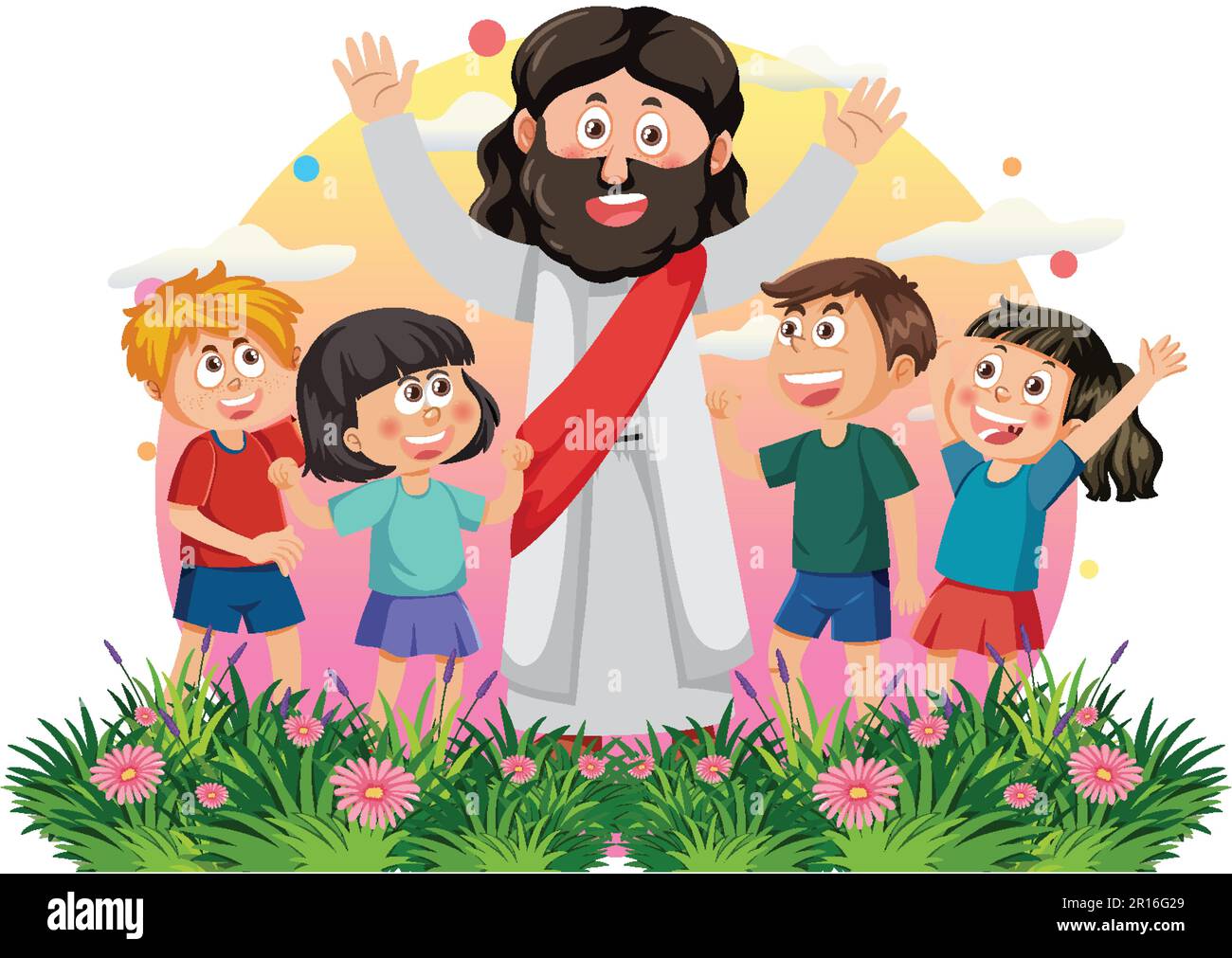 Jesus Christ with children isolated illustration Stock Vector Image ...