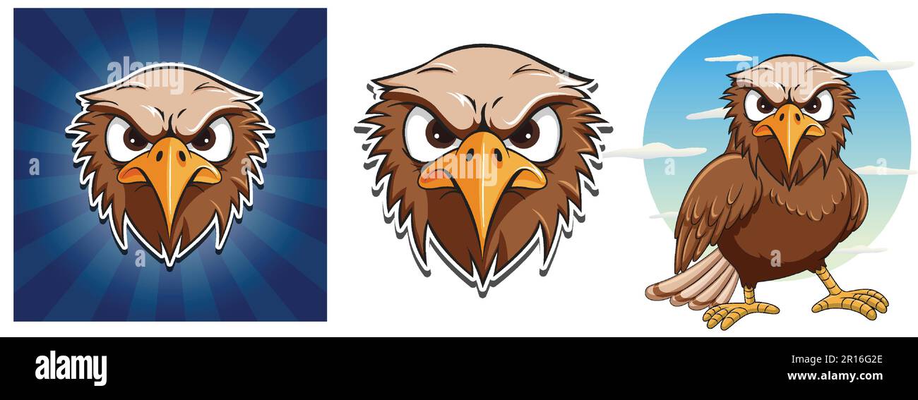 Hawk Cartoon Character with Expressive Face illustration Stock Vector ...