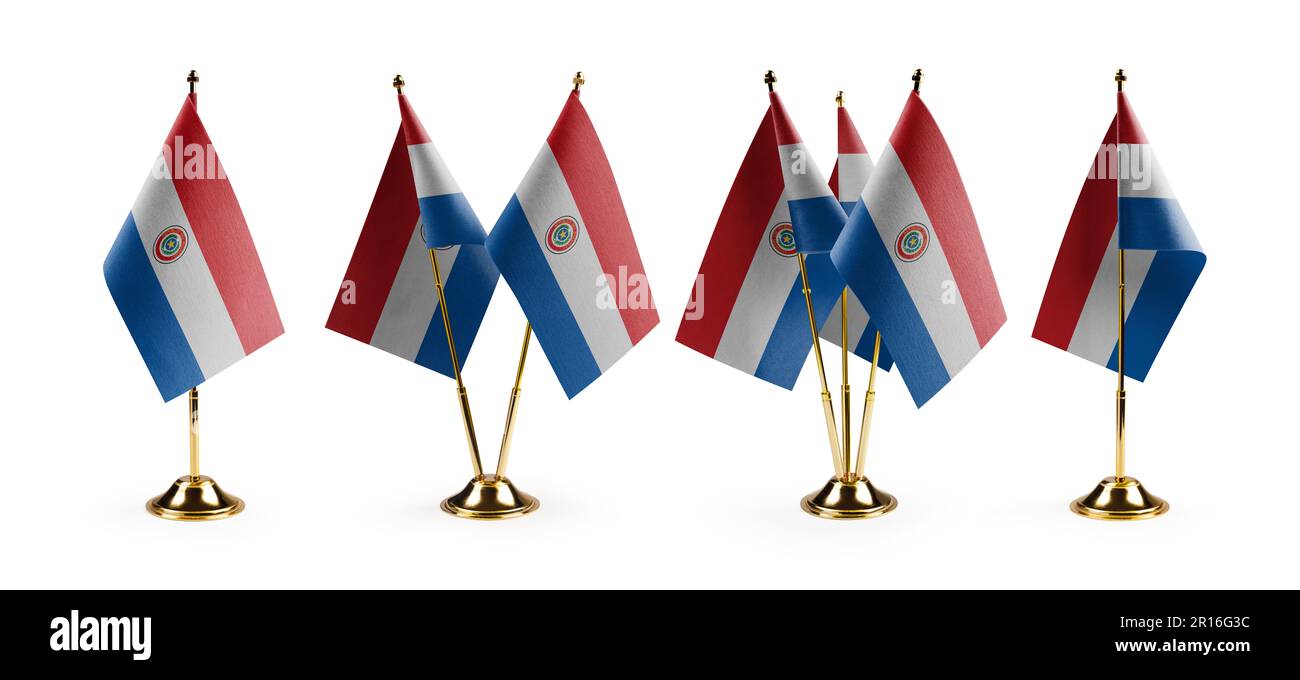 Small national flags of the Paraguay on a black background Stock Photo ...