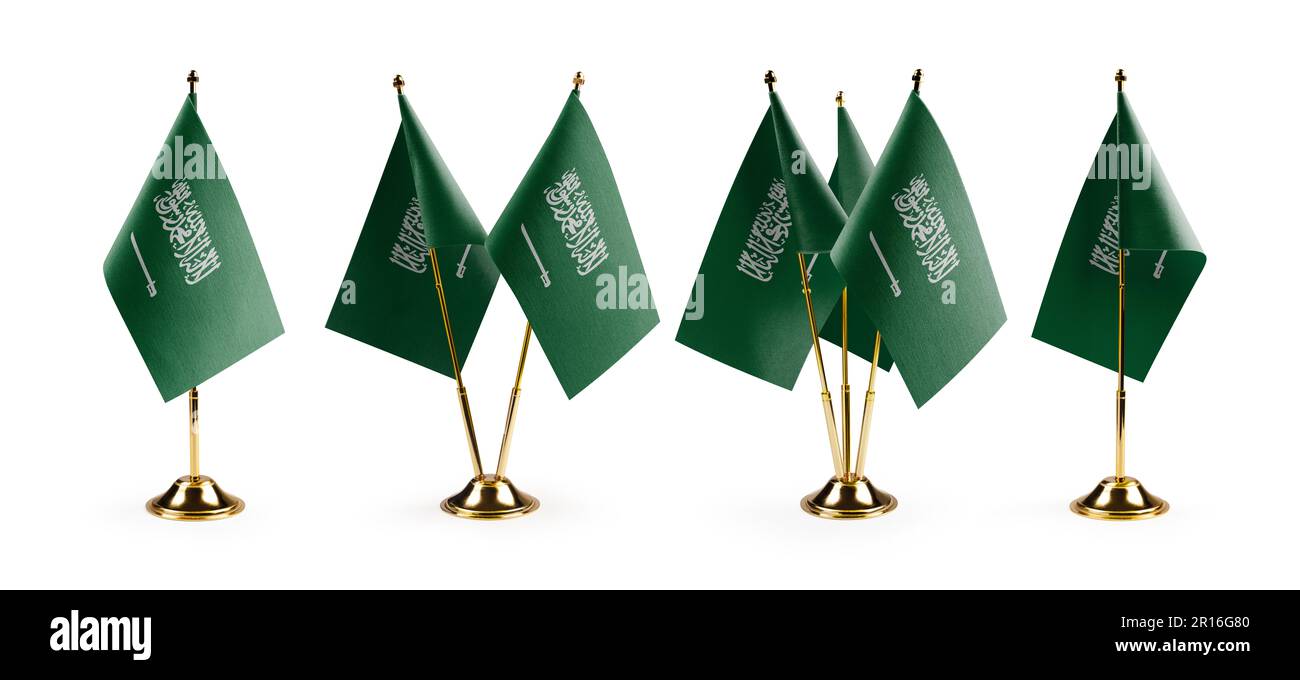 Small national flags of the Saudi Arabia on a white background Stock ...