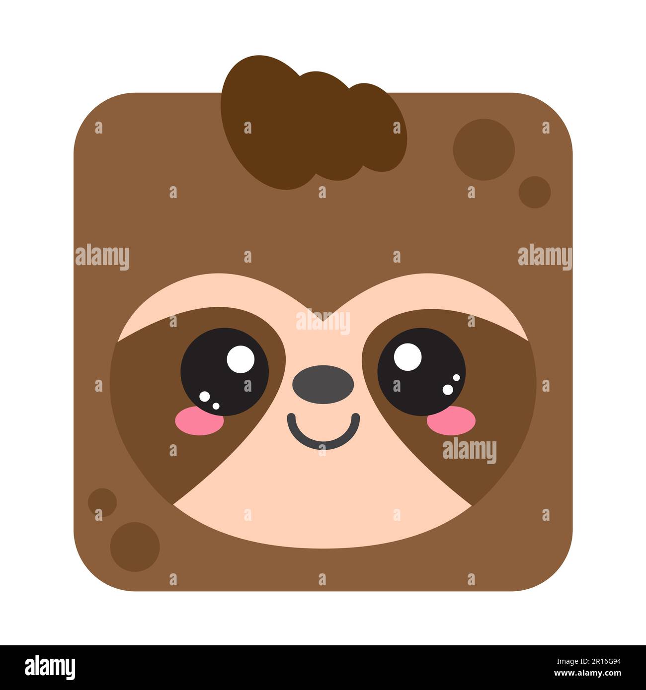 Cute square sloth face. Cartoon head of animal character. Minimal ...