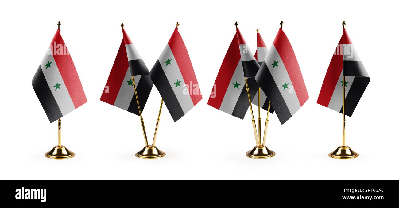 Small national flags of the Syria on a white background Stock Photo - Alamy