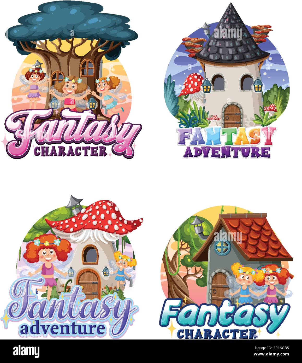 Set of fairy tale banner illustration Stock Vector Image & Art - Alamy