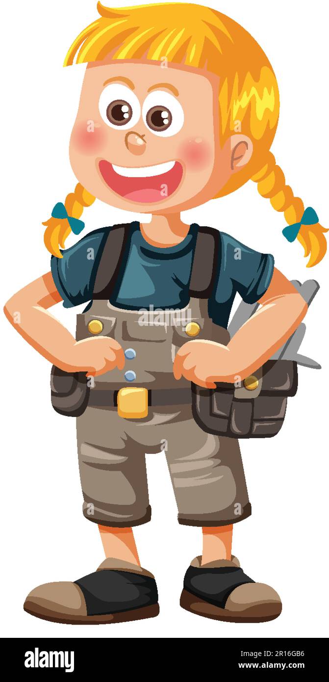 Maintenance girl cartoon character illustration Stock Vector Image ...