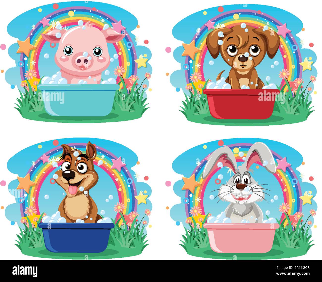 Dog taking bath Stock Vector Images - Alamy