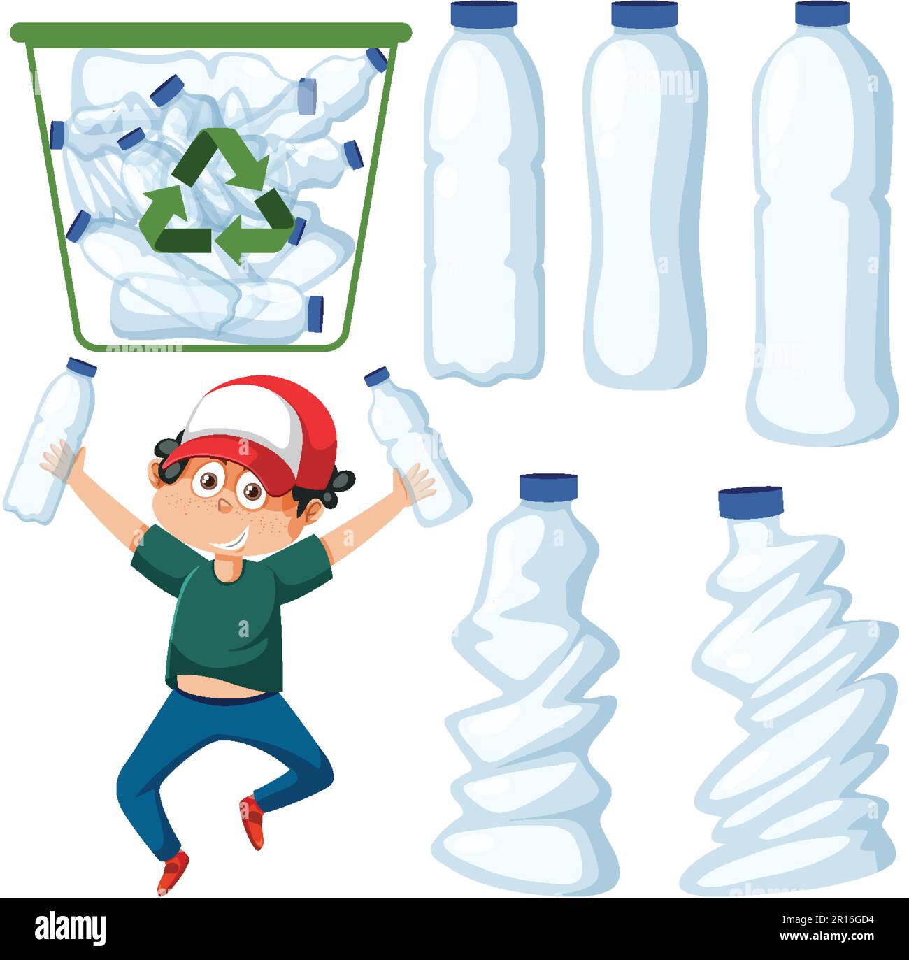 Sorting plastic bottles for recycling concept illustration Stock Vector ...