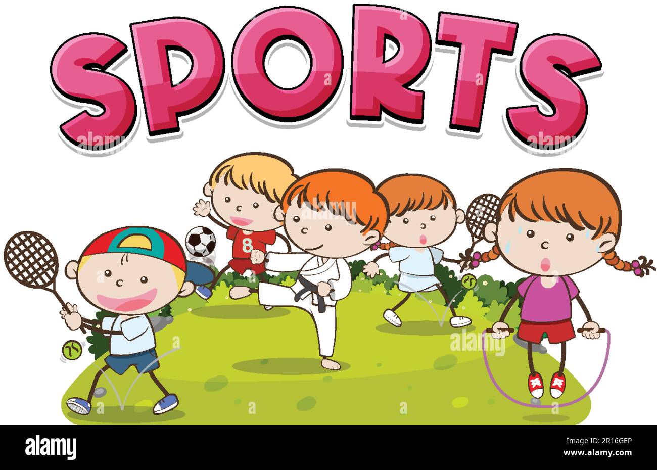 Cartoon Kids Sports Banner Design illustration Stock Vector Image & Art ...