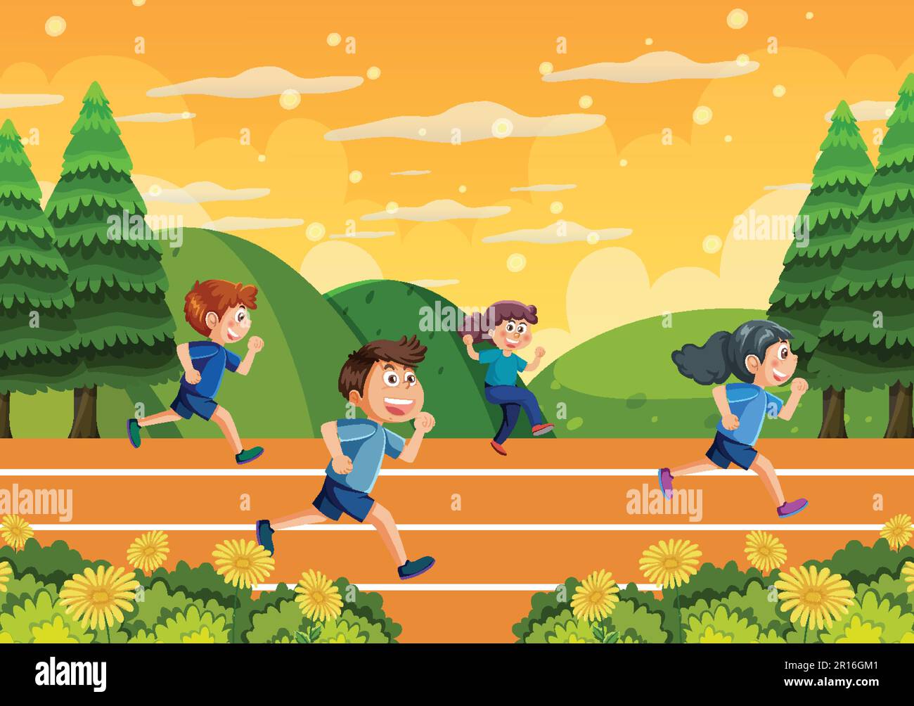 Laughing children outdoors Stock Vector Images - Alamy