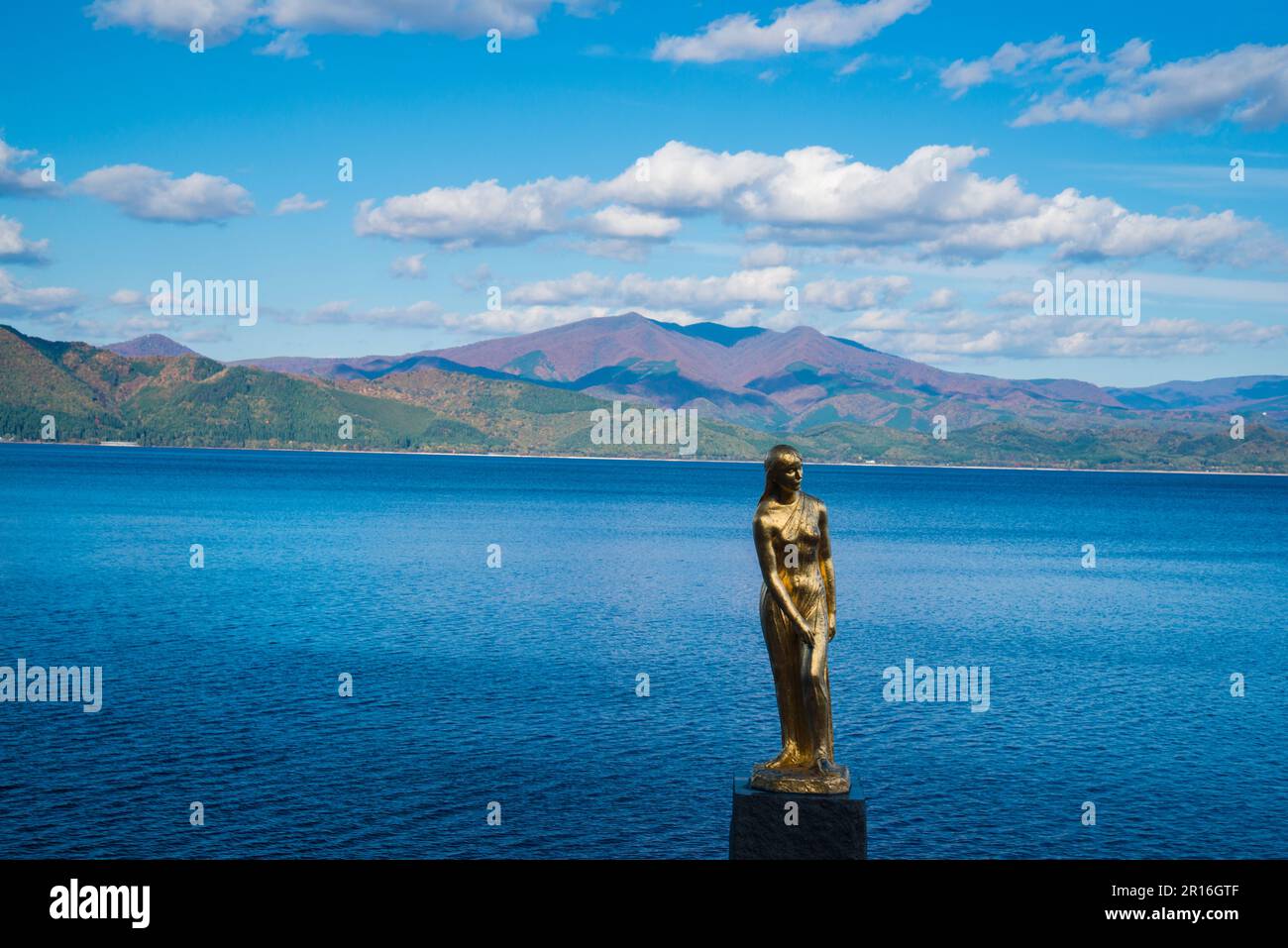 Lake Tazawa and Statue of Tatsuko Stock Photo - Alamy