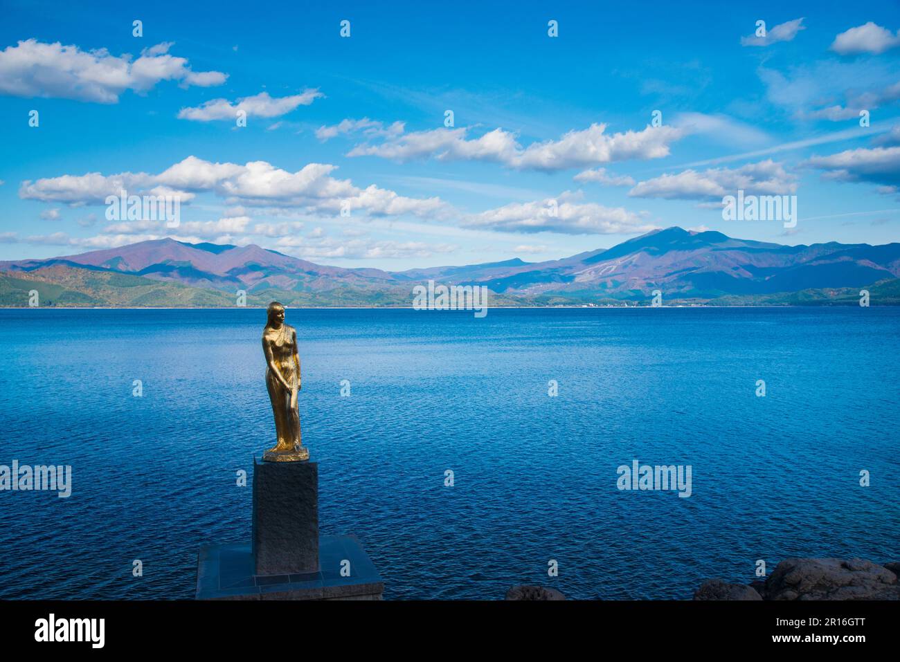 Lake Tazawa and Statue of Tatsuko Stock Photo - Alamy