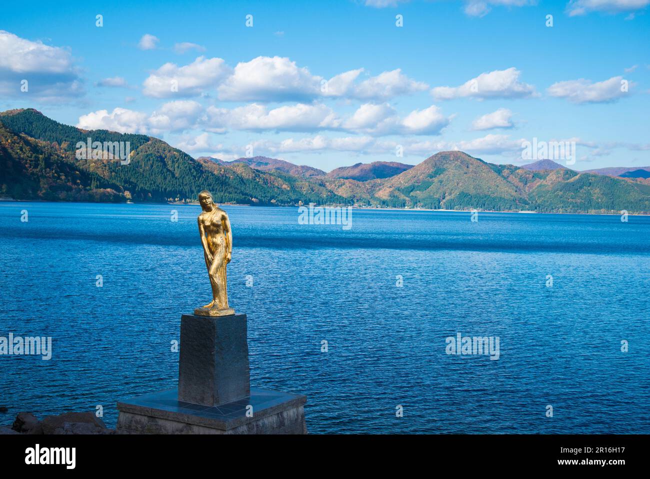 Lake Tazawa and Statue of Tatsuko Stock Photo - Alamy