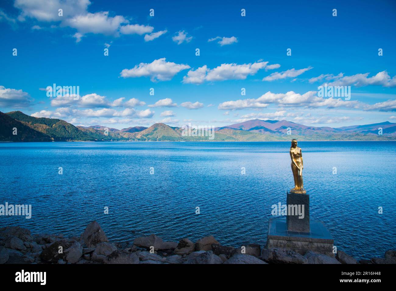 Lake Tazawa and Statue of Tatsuko Stock Photo - Alamy