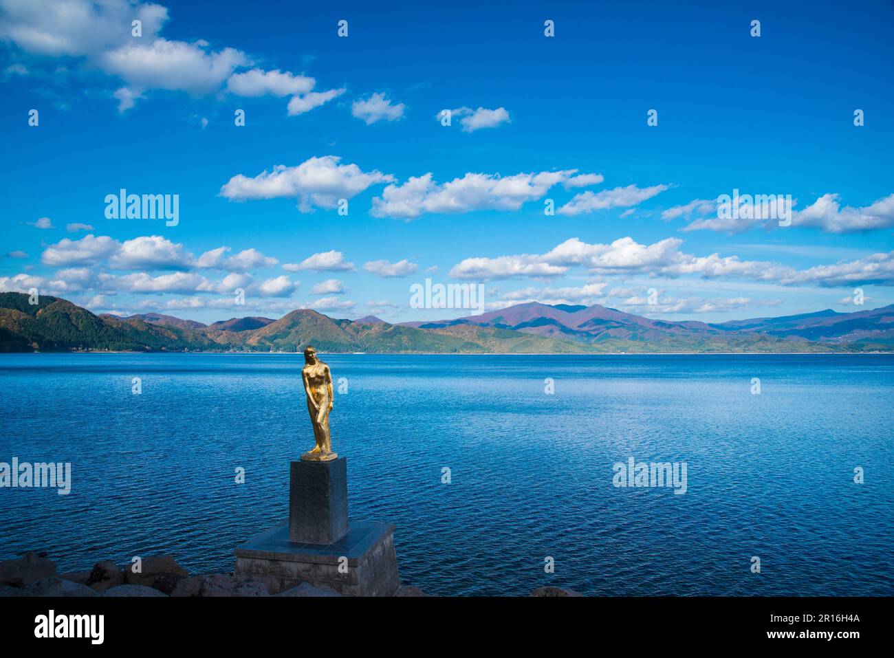Lake Tazawa and Statue of Tatsuko Stock Photo - Alamy