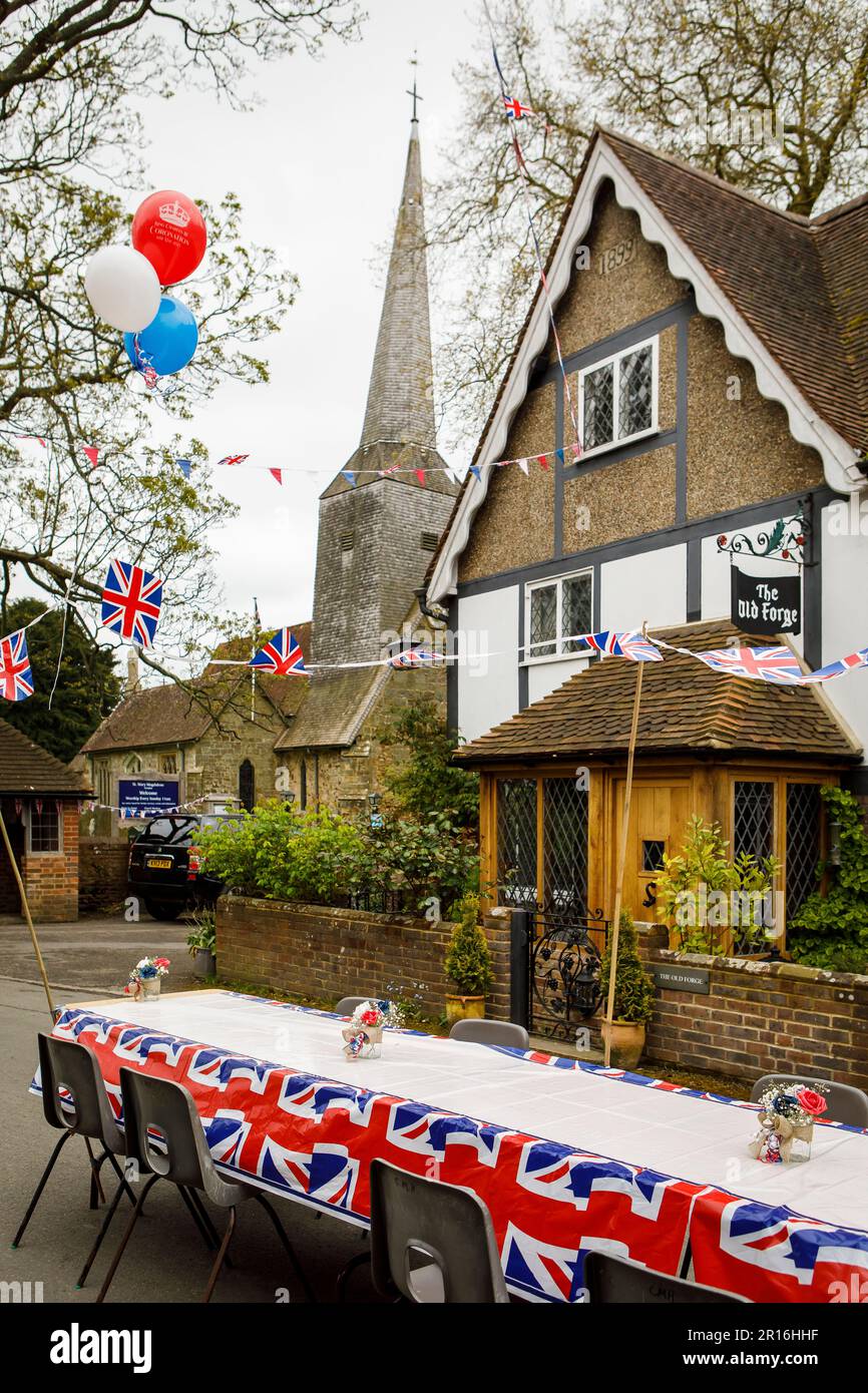 King Charles III Coronation Street Party in Cowden Village, Kent Stock ...
