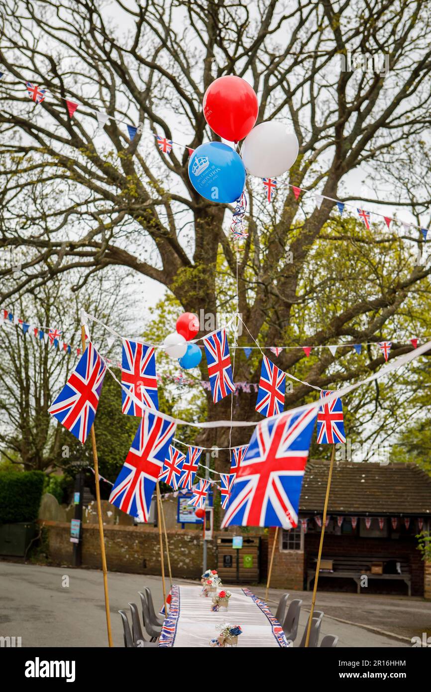 King Charles III Coronation Street Party in Cowden Village, Kent Stock ...