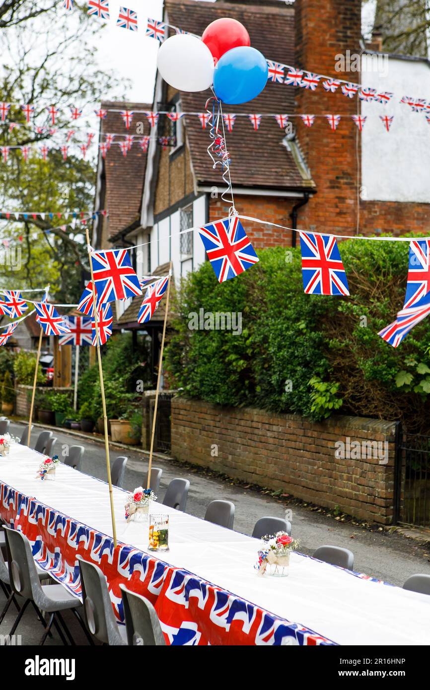 King Charles III Coronation Street Party in Cowden Village, Kent Stock ...