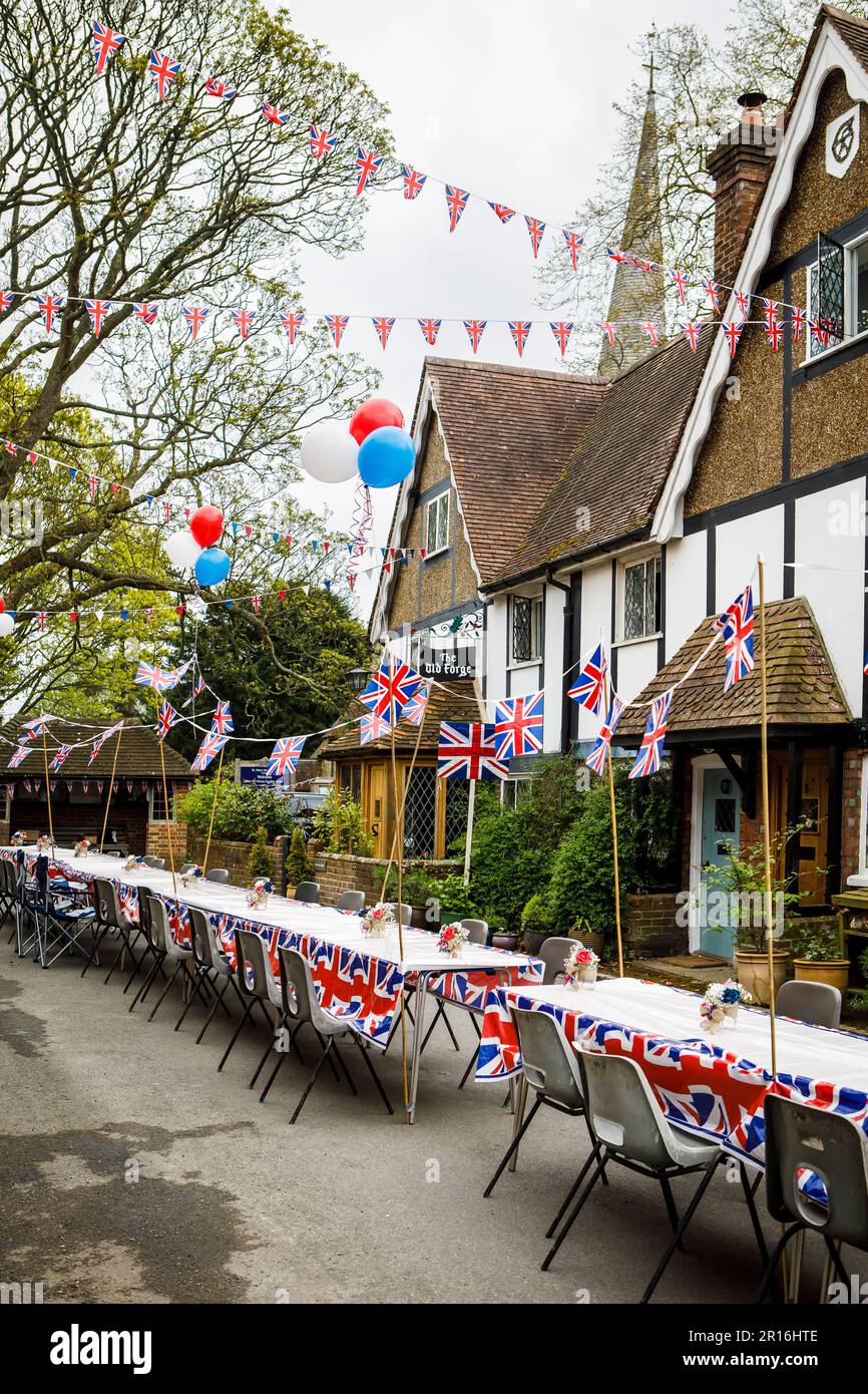 King Charles III Coronation Street Party in Cowden Village, Kent Stock ...
