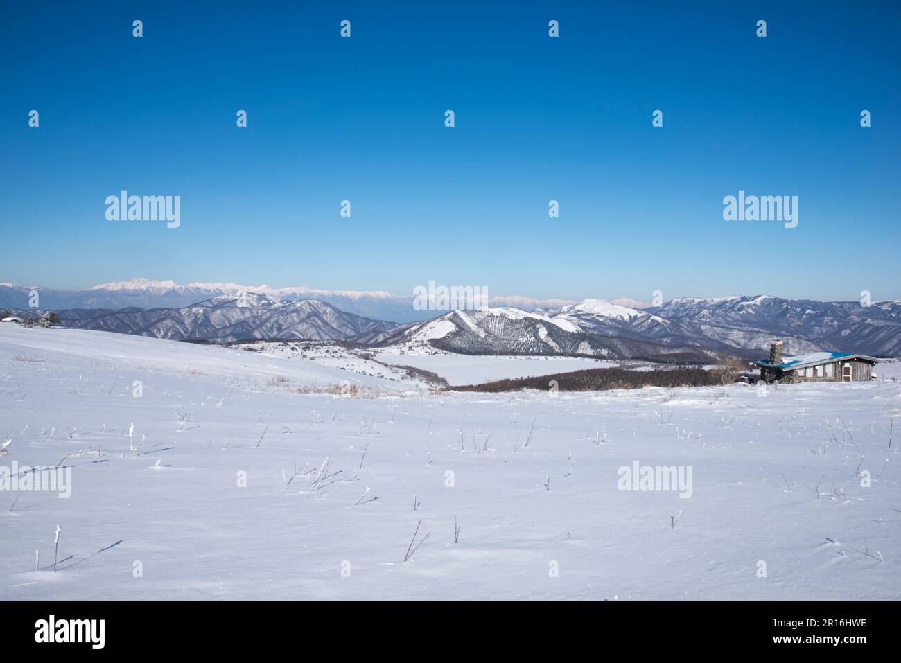 Hida mountains seen from Kirigamine plateau in winter Stock Photo - Alamy