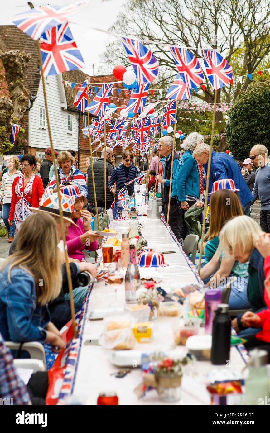 King Charles III Coronation Street Party in Cowden Village, Kent Stock ...