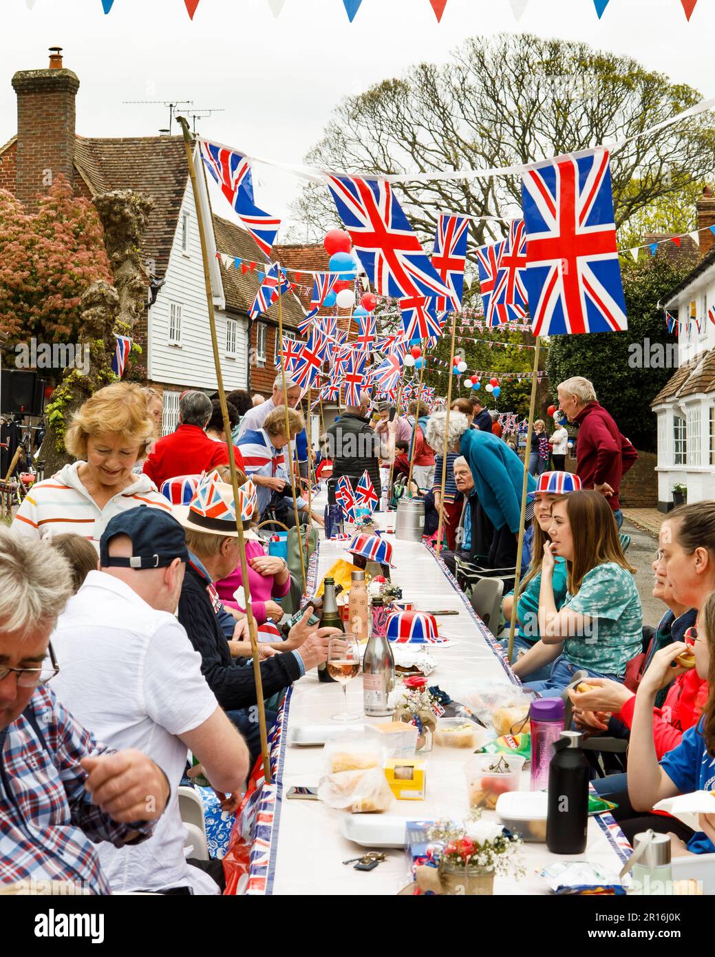 King Charles III Coronation Street Party in Cowden Village, Kent Stock ...