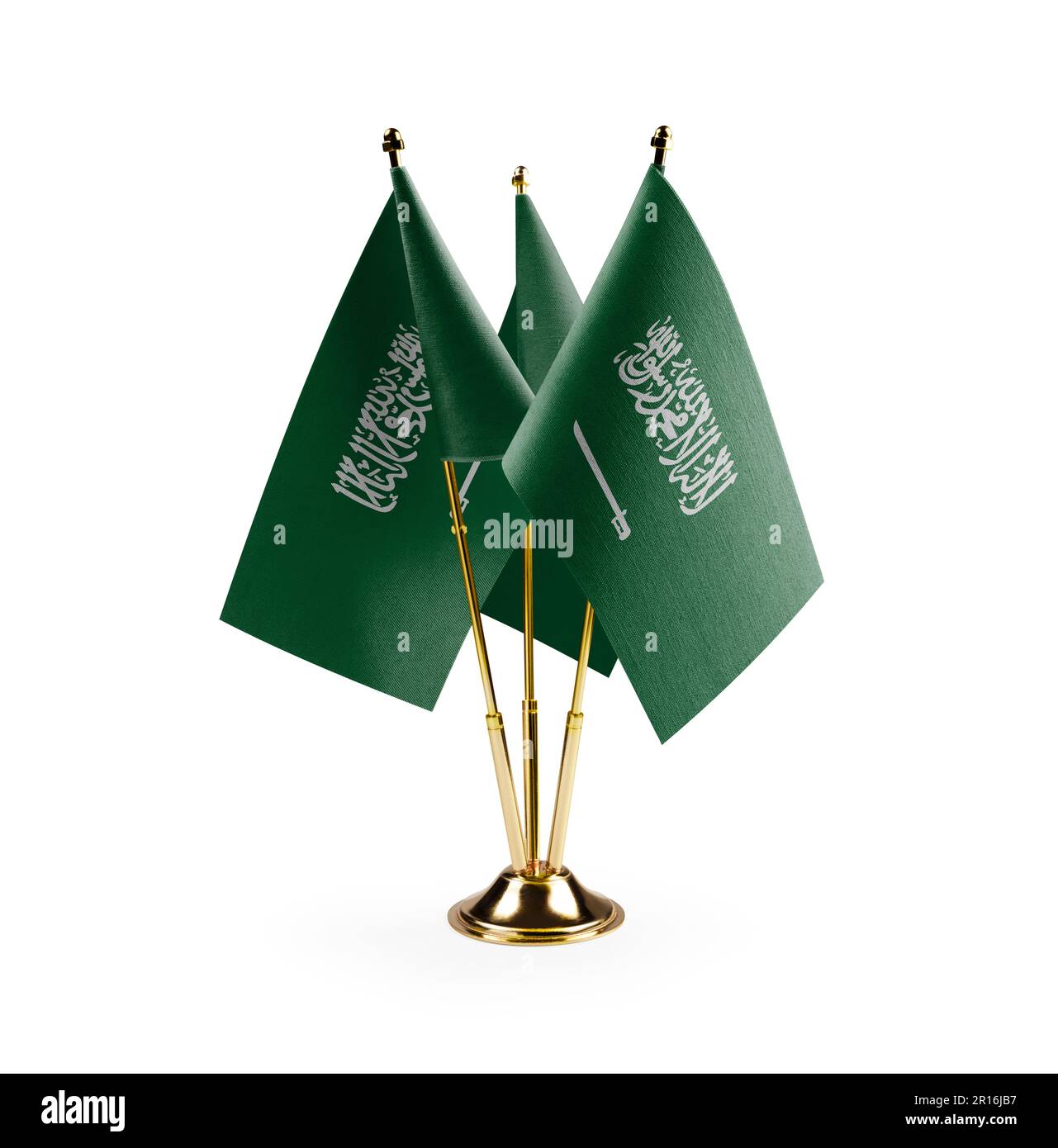 Small national flags of the Saudi Arabia on a white background Stock ...